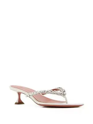 Amina Muaddi Embellished Leather Thong Sandals