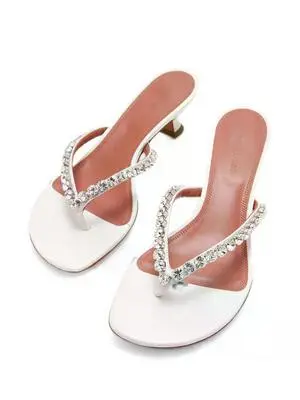 Amina Muaddi Embellished Leather Thong Sandals