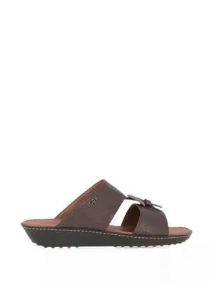 TOD'S Buckle-detail Pebble-texture Sandals - Brown
