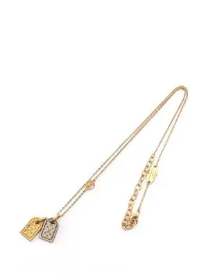 LOUIS VUITTON Tone/silver-tone Logo Plaque Necklace - Gold