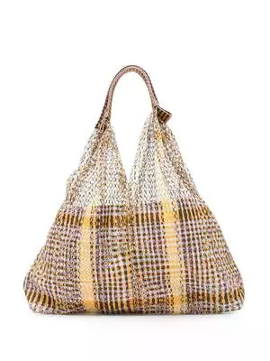 ÉPICE Check-pattern Mesh Tote Bag - Yellow