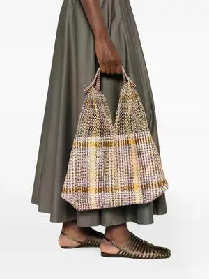 ÉPICE Check-pattern Mesh Tote Bag