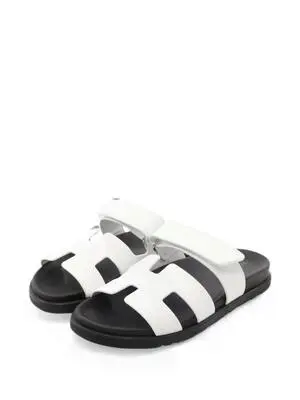 Hermès Leather Cut-out Touch-strap Sandals - White