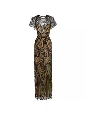 GEMY MAALOUF Open-back Lace-embroidered Maxi Dress