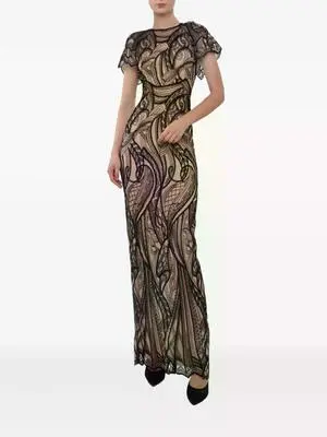GEMY MAALOUF Open-back Lace-embroidered Maxi Dress