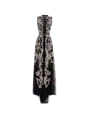 SAIID KOBEISY Embroidered Lace Gown