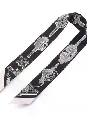 Hermès 2010s Merveilleuses Lanternes Twilly Scarf - Black