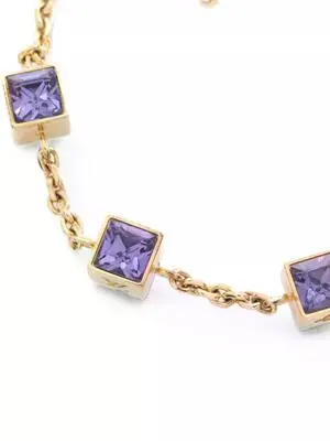 LOUIS VUITTON Tone Rhinestone Embellished Cube Charm Necklace