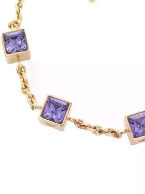 LOUIS VUITTON Tone Rhinestone Embellished Cube Charm Necklace
