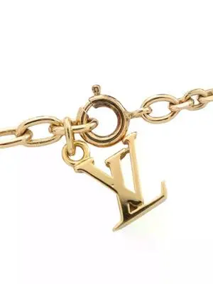 LOUIS VUITTON Tone Rhinestone Embellished Cube Charm Necklace