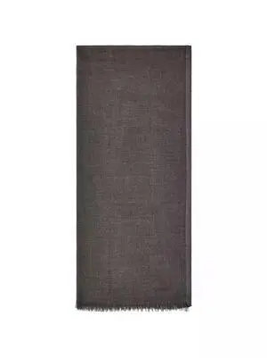 Giorgio Armani Herringbone-pattern Fringed Scarf - Grey