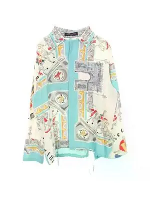LOUIS VUITTON Off-white Silk Graphic Print Long Sleeve Shirt - Neutrals