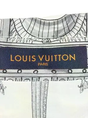 LOUIS VUITTON Off-white Silk Graphic Print Long Sleeve Shirt