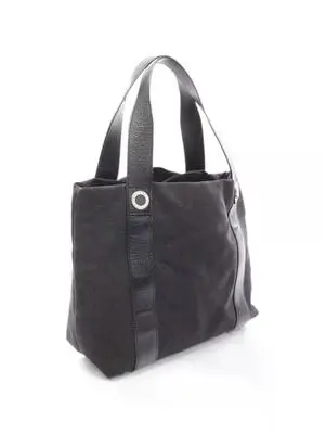 BVLGARI Logomania Canvas Tote Bag With Leather Trim