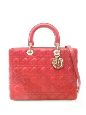 Dior Lady Cannage Tote Bag - Red