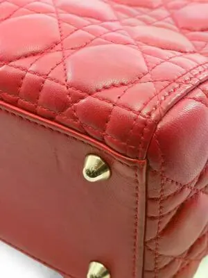 Dior Lady Cannage Tote Bag - Red