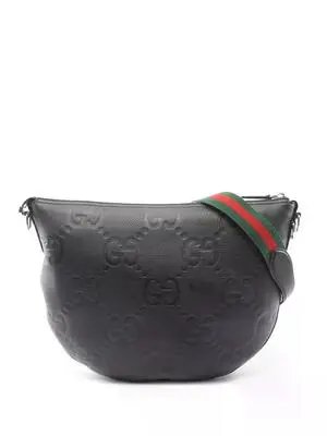 Gucci Jumbo Gg Embossed Leather Shoulder Bag - Black