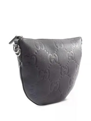 Gucci Jumbo Gg Embossed Leather Shoulder Bag - Black