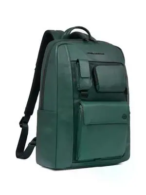 PIQUADRO Multi-pocket Leather Backpack