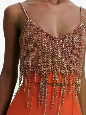 GEMY MAALOUF Beaded-fringe Cropped Top