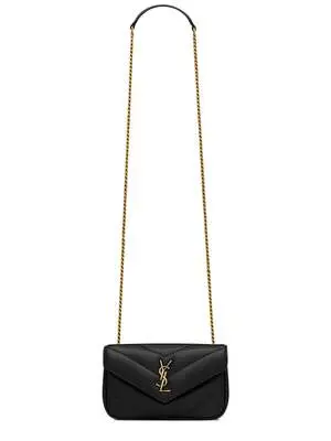Saint Laurent Quilted Lambskin Pouch With Chain Strap