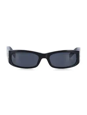 Saint Laurent Elongated Acetate Sunglasses With Cassandre Temples - Nero