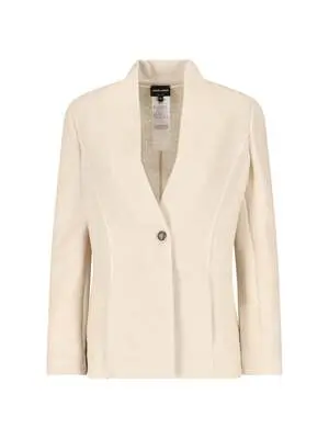 Giorgio Armani Tailored Jacket With Cow Leather Trim - Cream