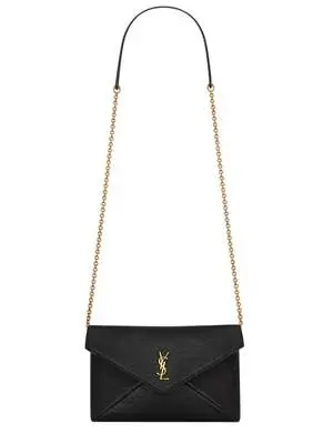 Saint Laurent Mini Leather Card Case, 12 Cm X 19 Cm X 3 Cm - Nero