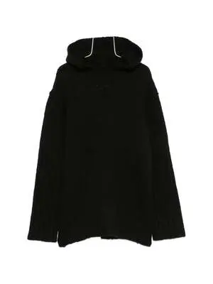 Rick Owens Hooded Cashmere-silk Sweater - Nero