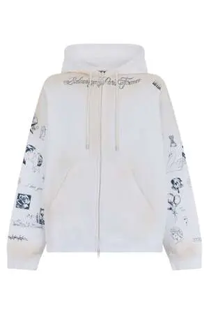 Balenciaga Hooded Zip-up Sweatshirt With Graphic Details