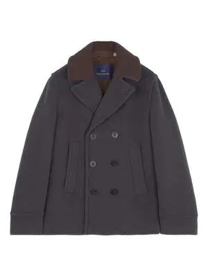 Paul & Shark Double-breasted Wool Peacoat With Ribbed Collar - Brown