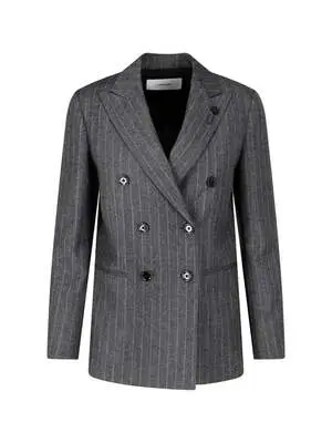 LARDINI Virgin Wool & Metal Detail Jacket - Grey