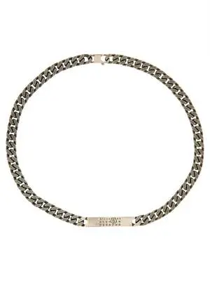 MAISON MARGIELA Chain Necklace With Leather Details And Statement Hardware - Gold