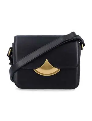 SESSUN Genuine Leather Shoulder Bag With Gold Tone Hardware - Nero