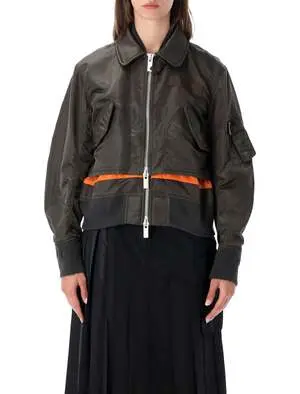 Sacai Nylon Twill Hybrid Bomber Jacket - D/khaki
