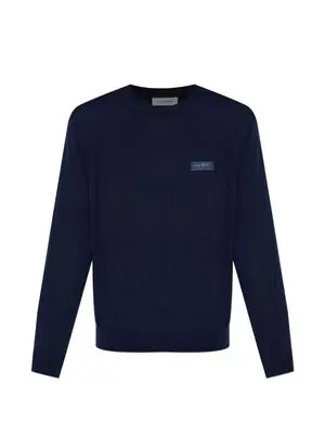 Givenchy Givenchy Merino Wool Crewneck Sweater With Ribbed Trims Navy