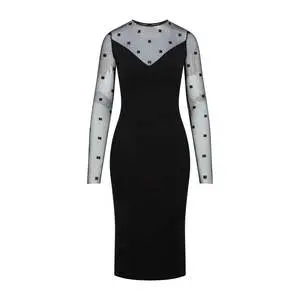 Givenchy Mesh 4g Pattern Long Sleeve Midi Dress - Black