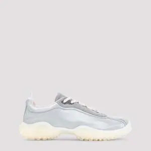 Miu Miu Lace-up Suede Leather And Rubber Sneakers - Grey