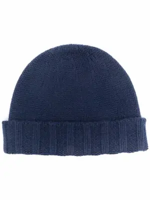 DRUMOHR 100% Cashmere Knit Beanie Hat For - Navy