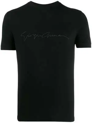 Giorgio Armani S Stretch Viscose Polo Shirt - Black