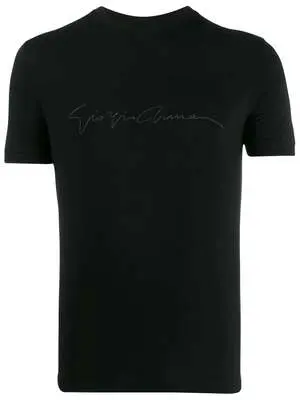 Giorgio Armani S Stretch Viscose Polo Shirt - Black