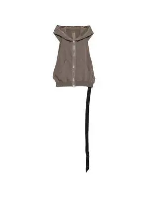 Rick Owens Hooded Zip-front Sleeveless Cotton Sweatshirt - Grigio