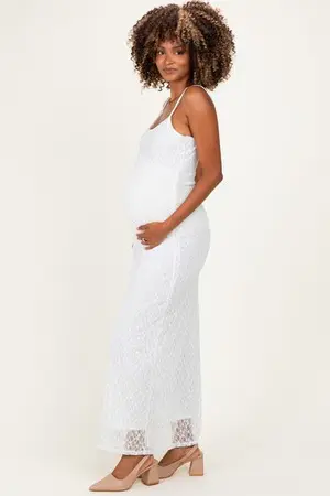 PINKBLUSH Sleeveless Lace Square Neck Maxi Dress