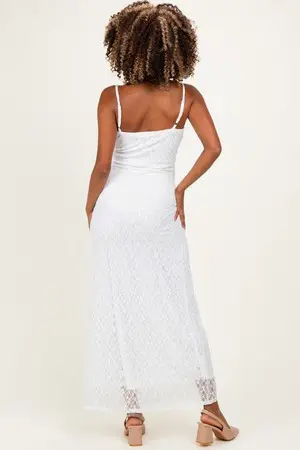 PINKBLUSH Sleeveless Lace Square Neck Maxi Dress