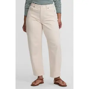 LANDS' END Soft Denim Relaxed Barrel Leg Ankle Jeans - Natural