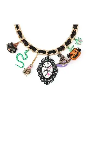 Betsey Johnson Witchy Lace Frontal Necklace With Macabre Accents
