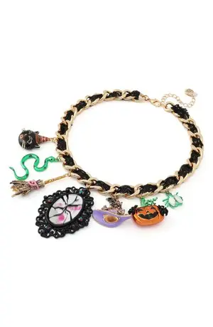 Betsey Johnson Witchy Lace Frontal Necklace With Macabre Accents