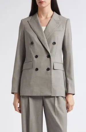 REISS Darcy Double Breasted Blazer - Light Grey
