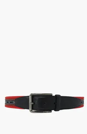 CAVALINHO Woven Fabric And Leather Belt - Navy/red