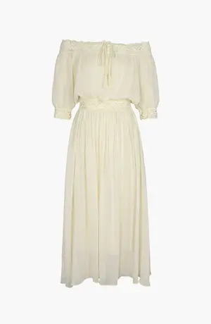 MODENAIRE Off-shoulder Crochet Top And Maxi Skirt Set